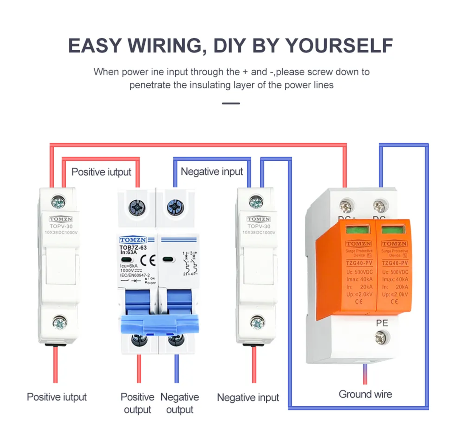 TOMZN 32 A 2POLE 1000V DC MCB - General Power Electric