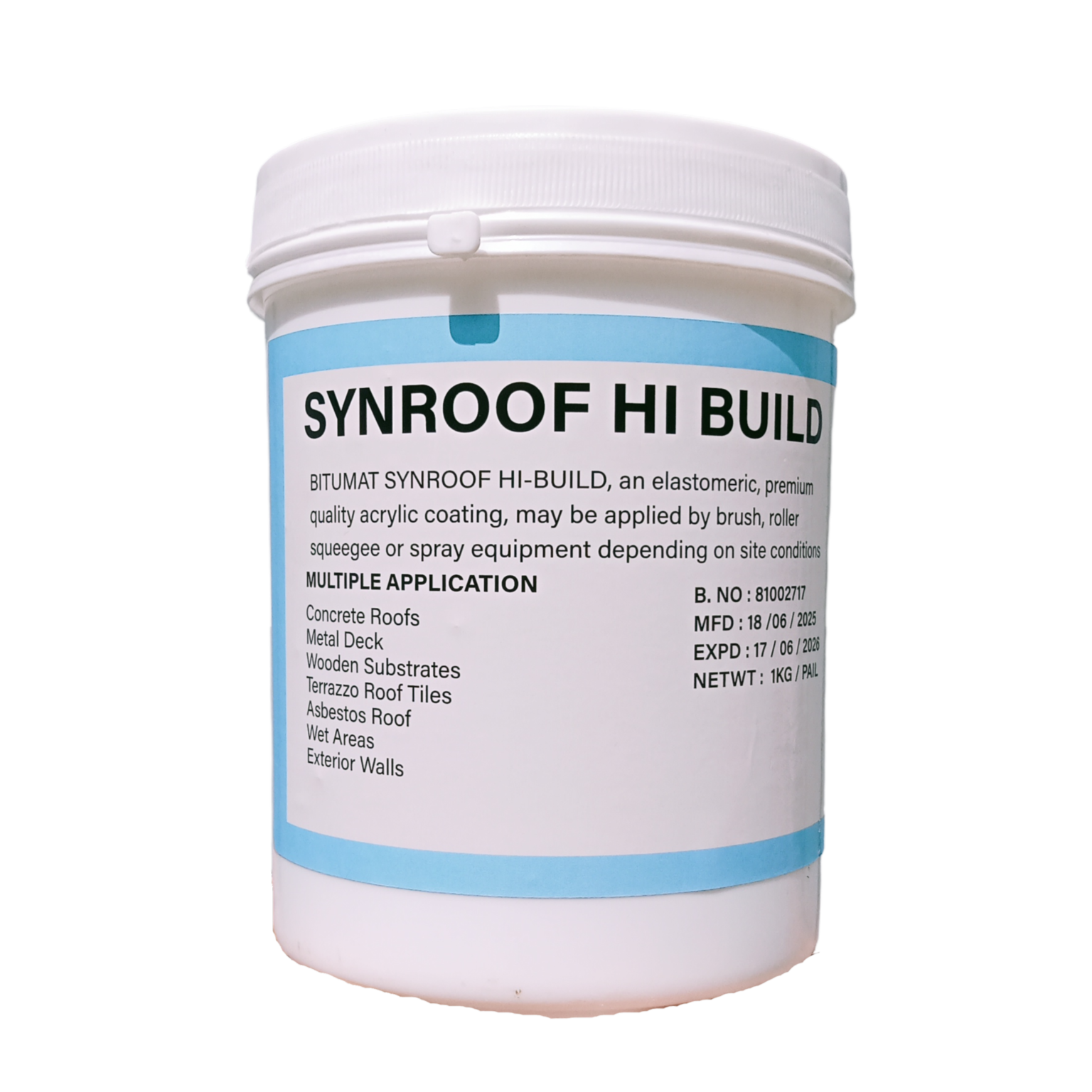 SYNROOF HB (HI-BUILD) WATERPROOF ACRYLIC COATING/PAINT | 1 kg - 20 kg ...